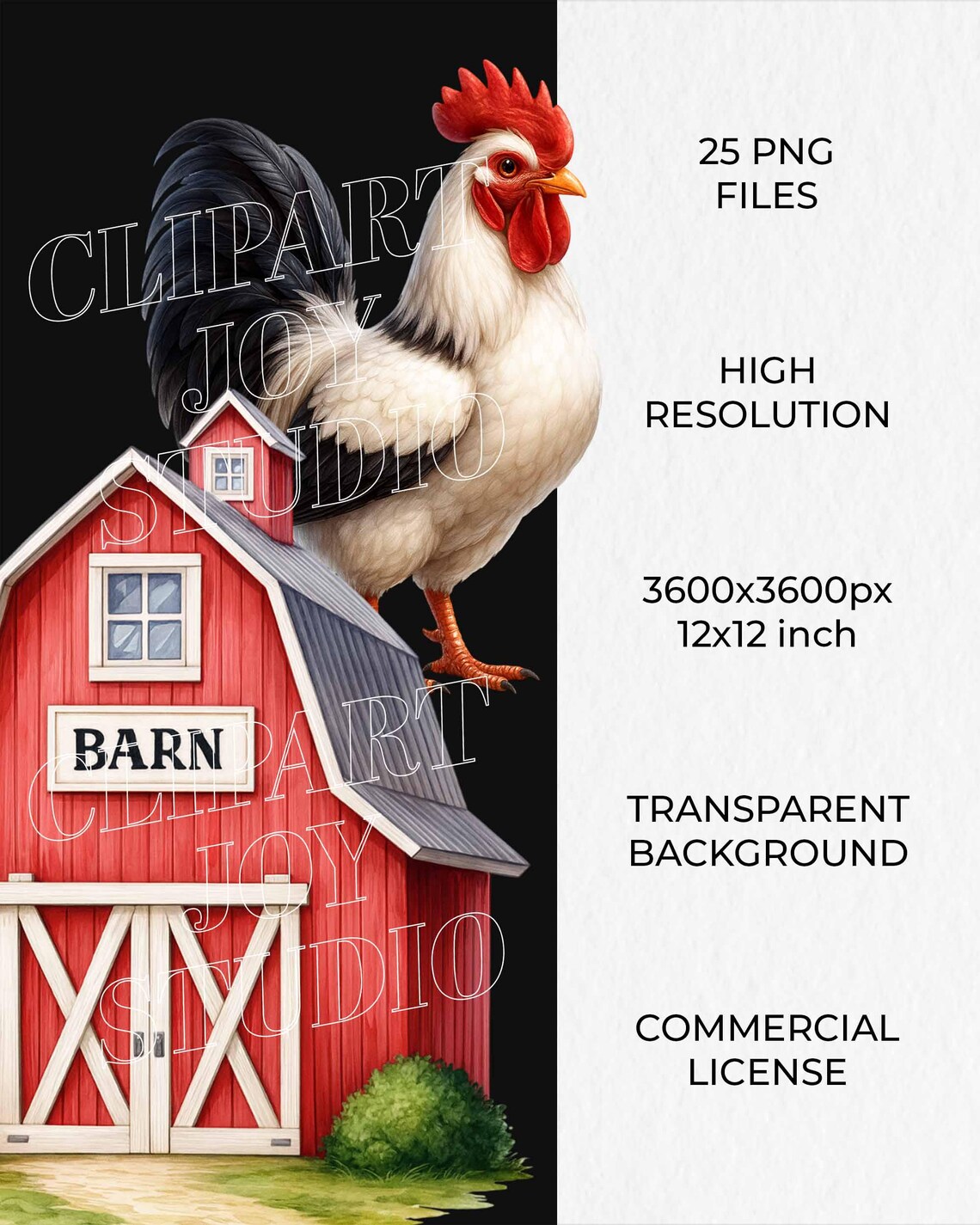 Farm Animals Clipart, Cute Farm Animals, Horse, Pig, Cow, Duck, Baby ...