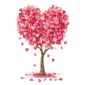 Love Tree Clipart Bundle, Valentine's Day Hearts JPG Printable Images ...