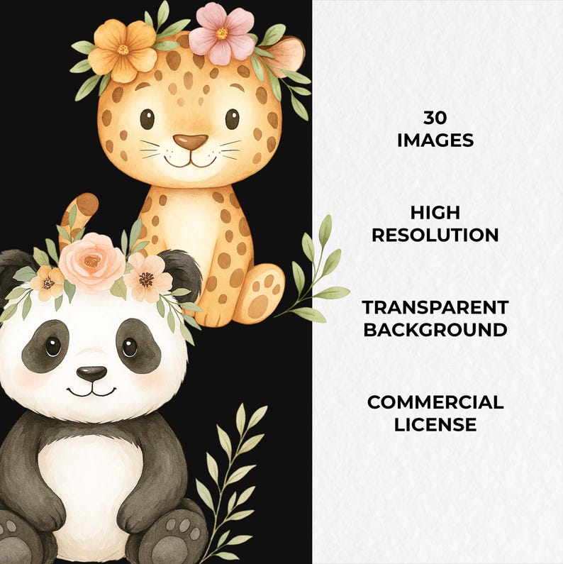 Watercolor Safari Animals Clipart Bundle, Printable PNG Images, Jungle ...