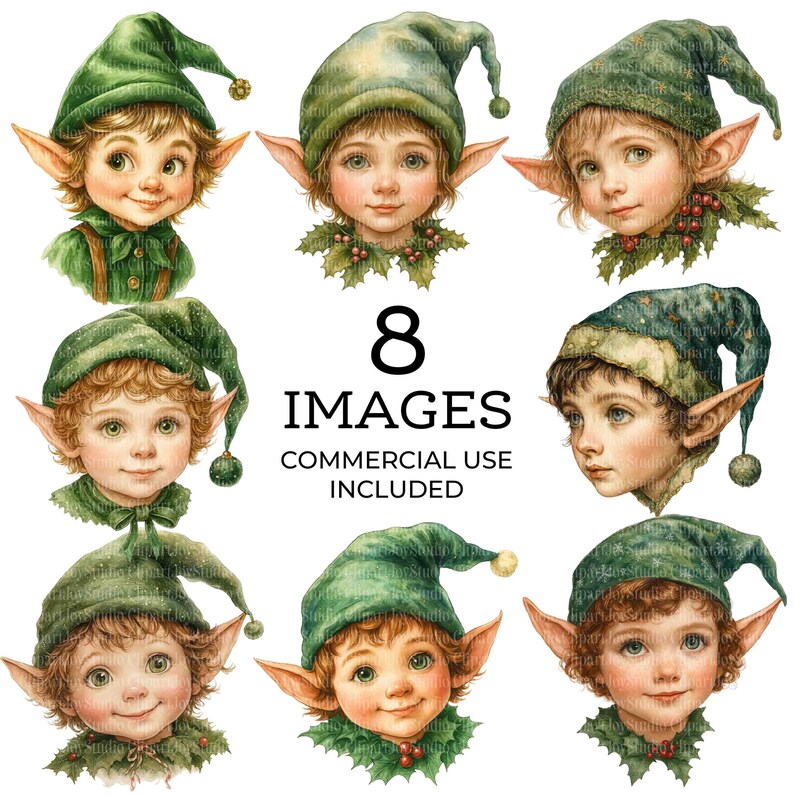 Christmas Elf Clipart Set, Forest Gnome PNG Graphic, Digital Download ...