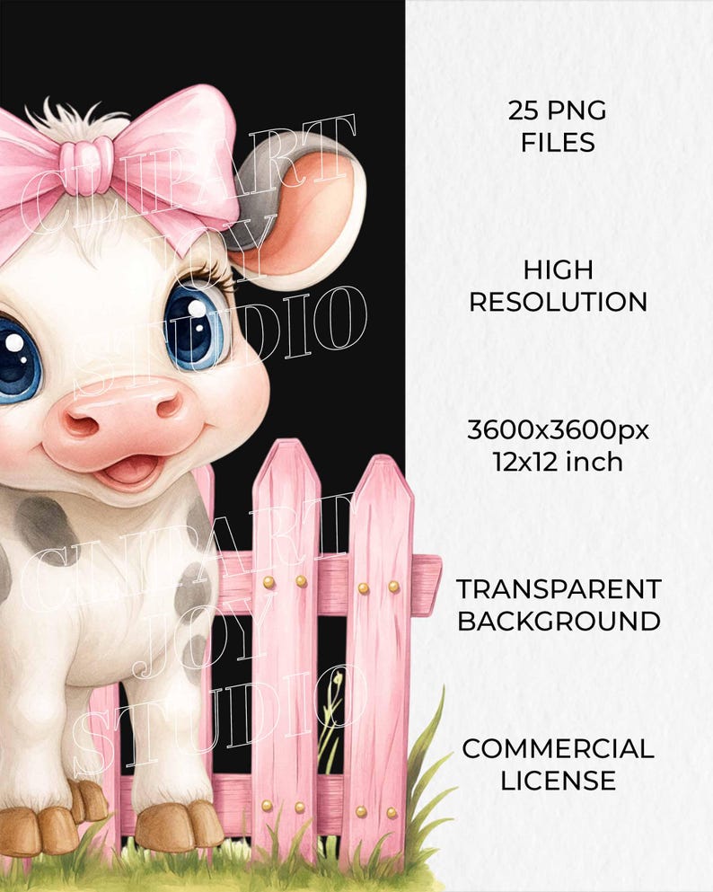 Farm Animals PNG Clipart Bundle, Horse, Pig, Cow, Baby Animals, Barn ...