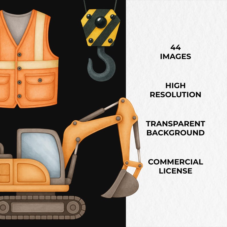 Watercolor Construction Clipart Bundle, Construction Vehicles Clipart ...