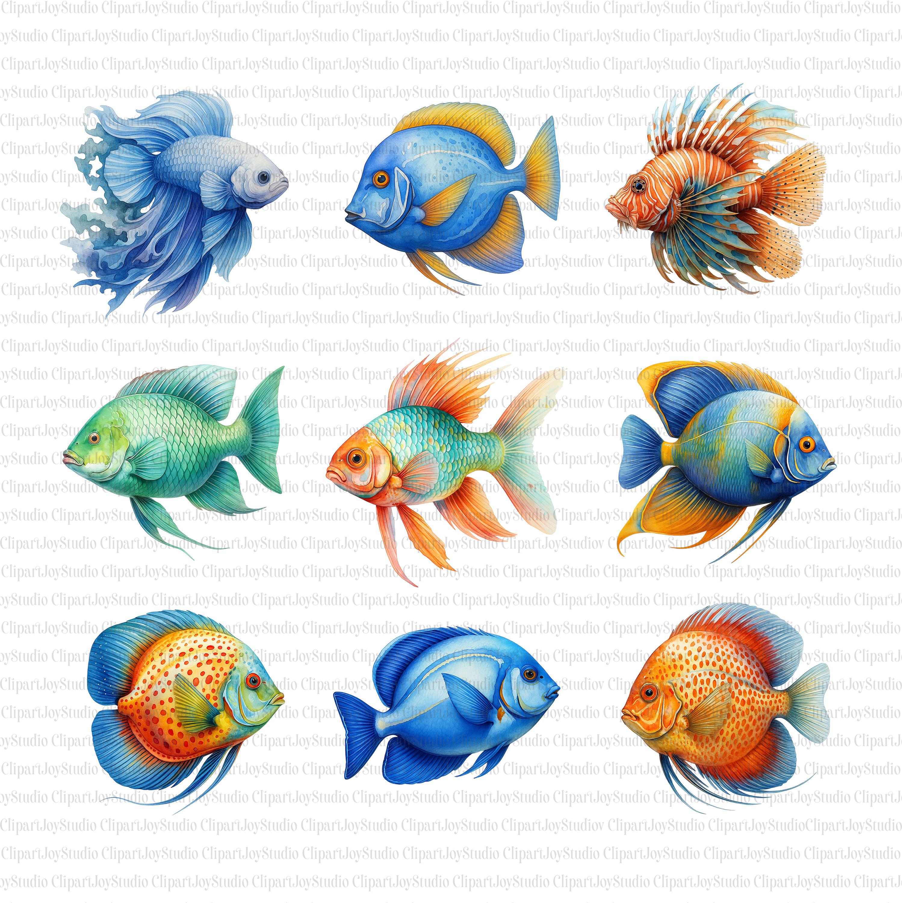 Fish Coral Reef Clipart, Underwater World Ocean, Printable Watercolor ...