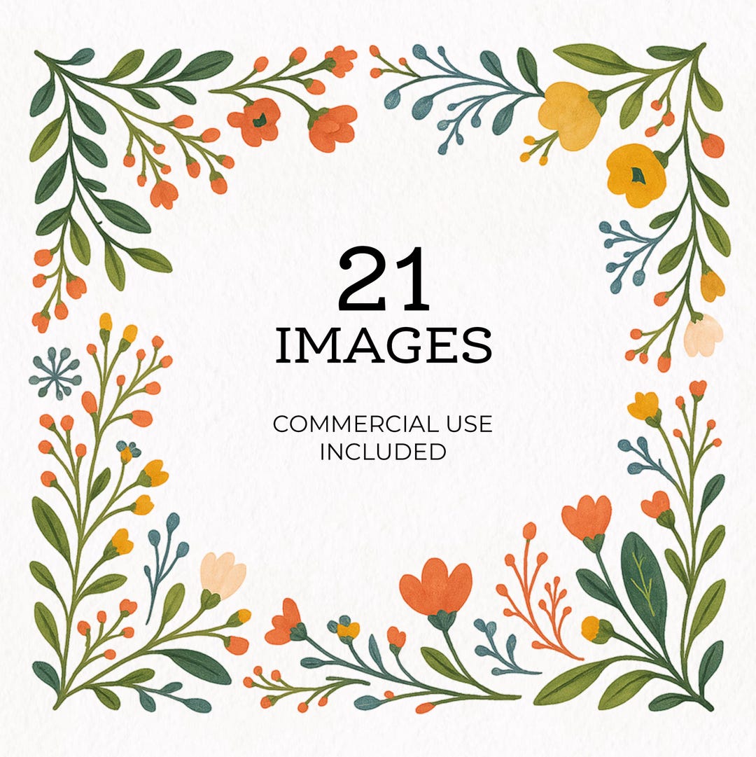 Cute Floral Frames Clipart, Spring Florals Frame Borders, Wildflower ...