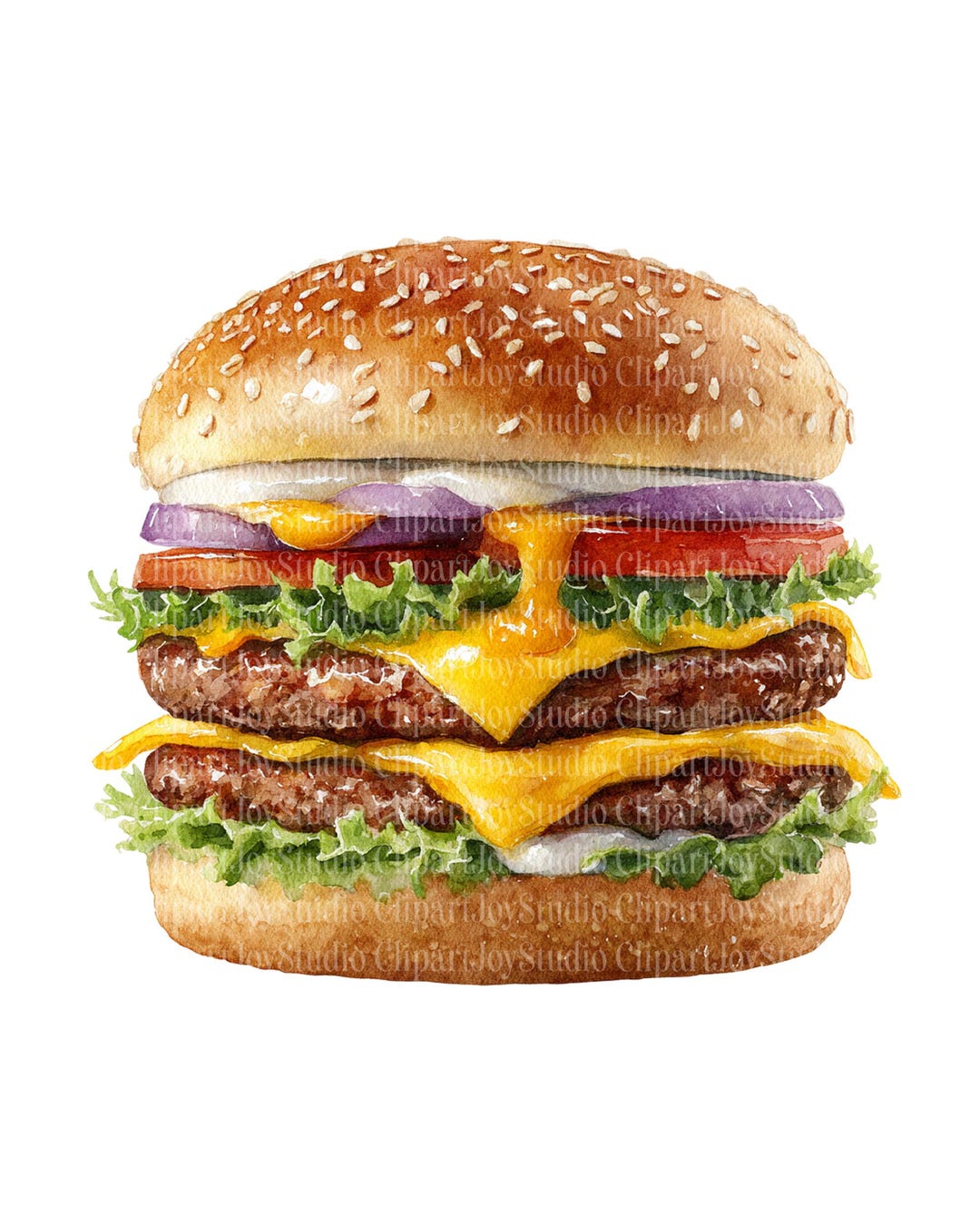 Hamburger Clipart Bundle | Printable Watercolor PNG Images (digital ...