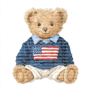 Teddy Bear Patriot Clipart Bundle | Patriotic Graphics | Printable ...