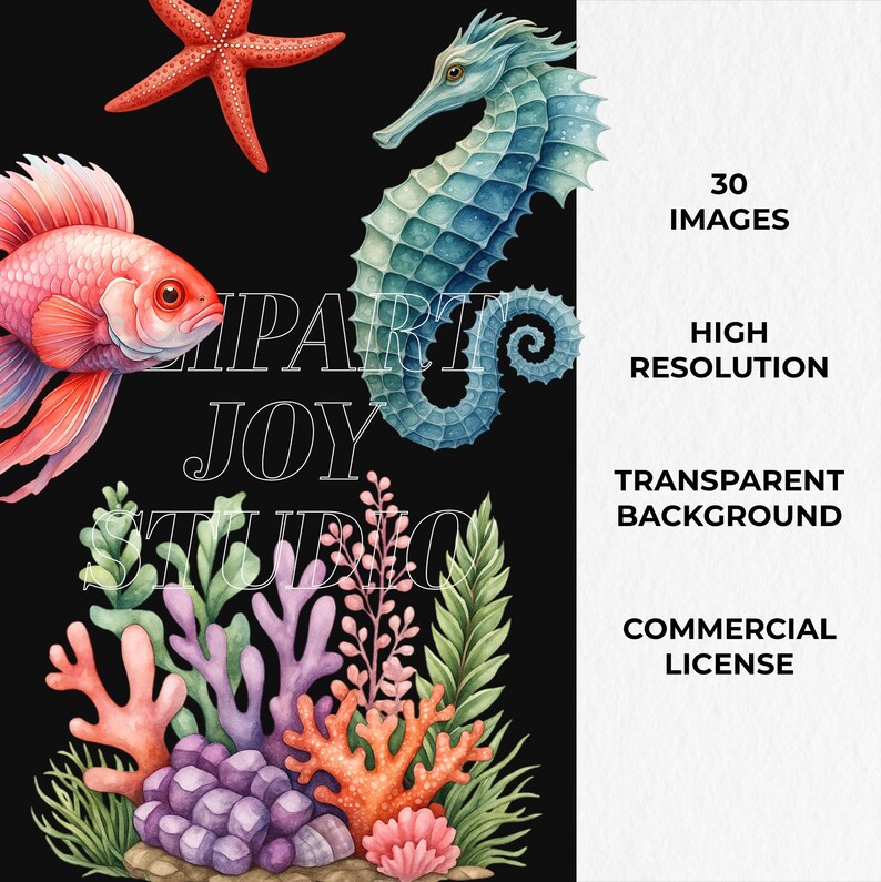 Fish Coral Reef Clipart, Underwater World Ocean, Printable Watercolor ...