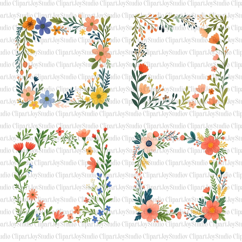 Cute Floral Frames Clipart, Spring Florals Frame Borders, Wildflower ...