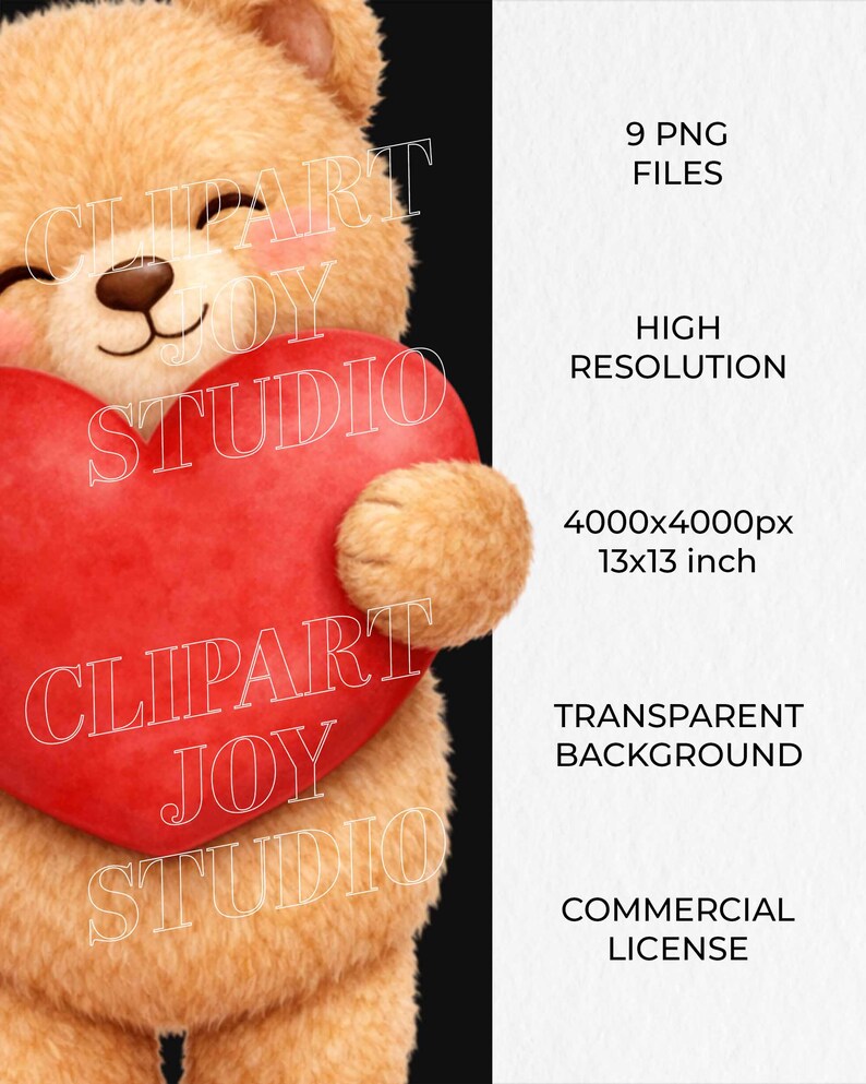 Valentine Teddy Bear Clipart Bundle | Love Graphics | Printable ...