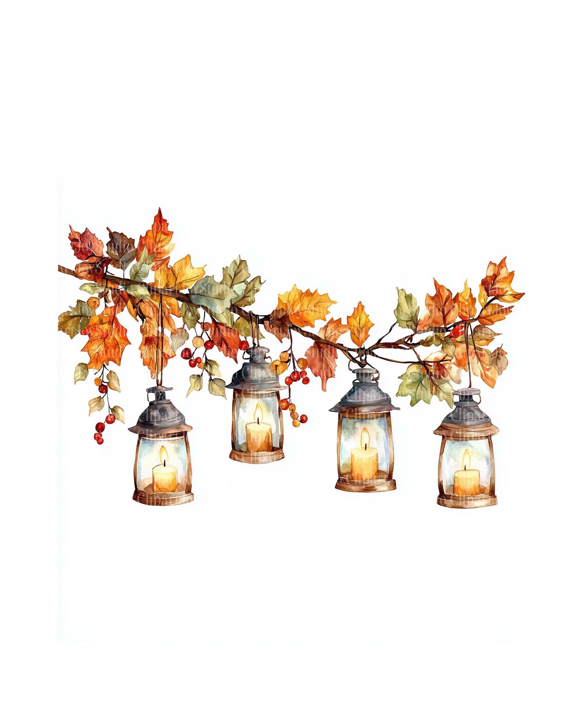 10 Autumn Bunting Clipart, Party Garland Clipart, Printable Watercolor ...
