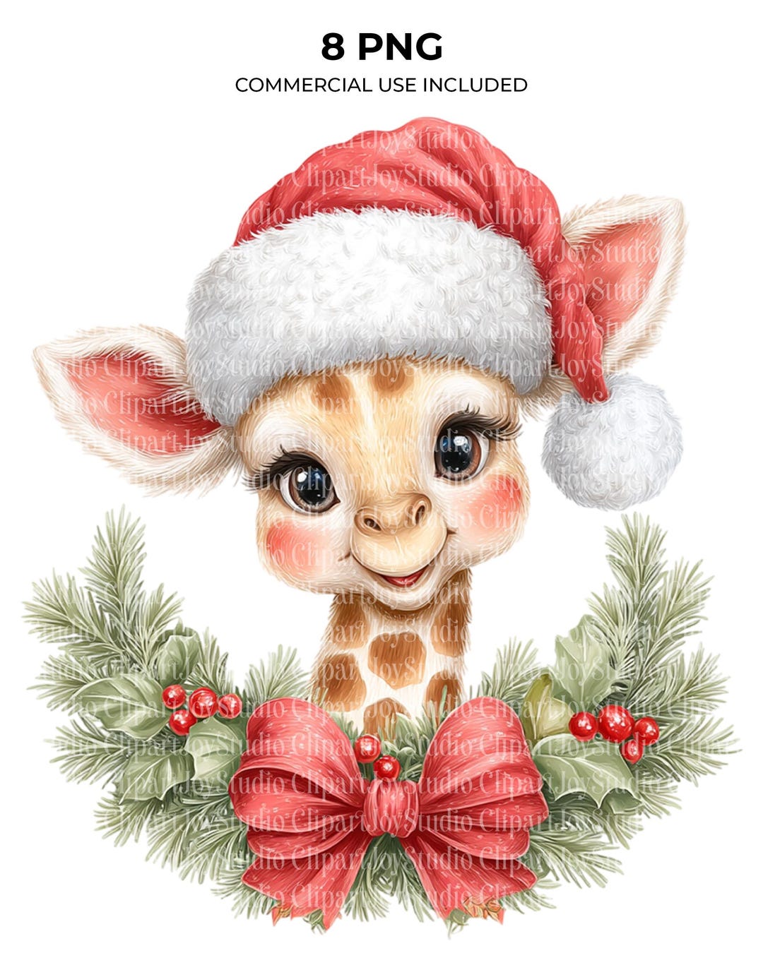 Watercolor Christmas Animals Clipart Bundle, Printable PNG Images ...