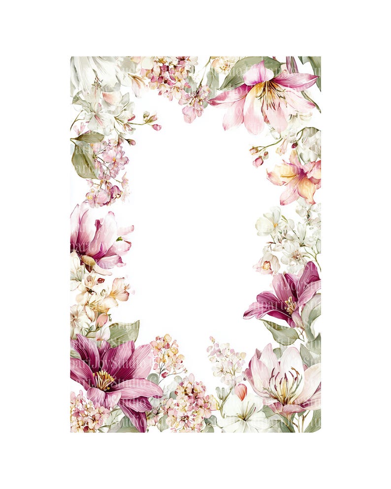 Watercolor Flower Frames, Wedding Frame Borders, Floral Frame JPG ...