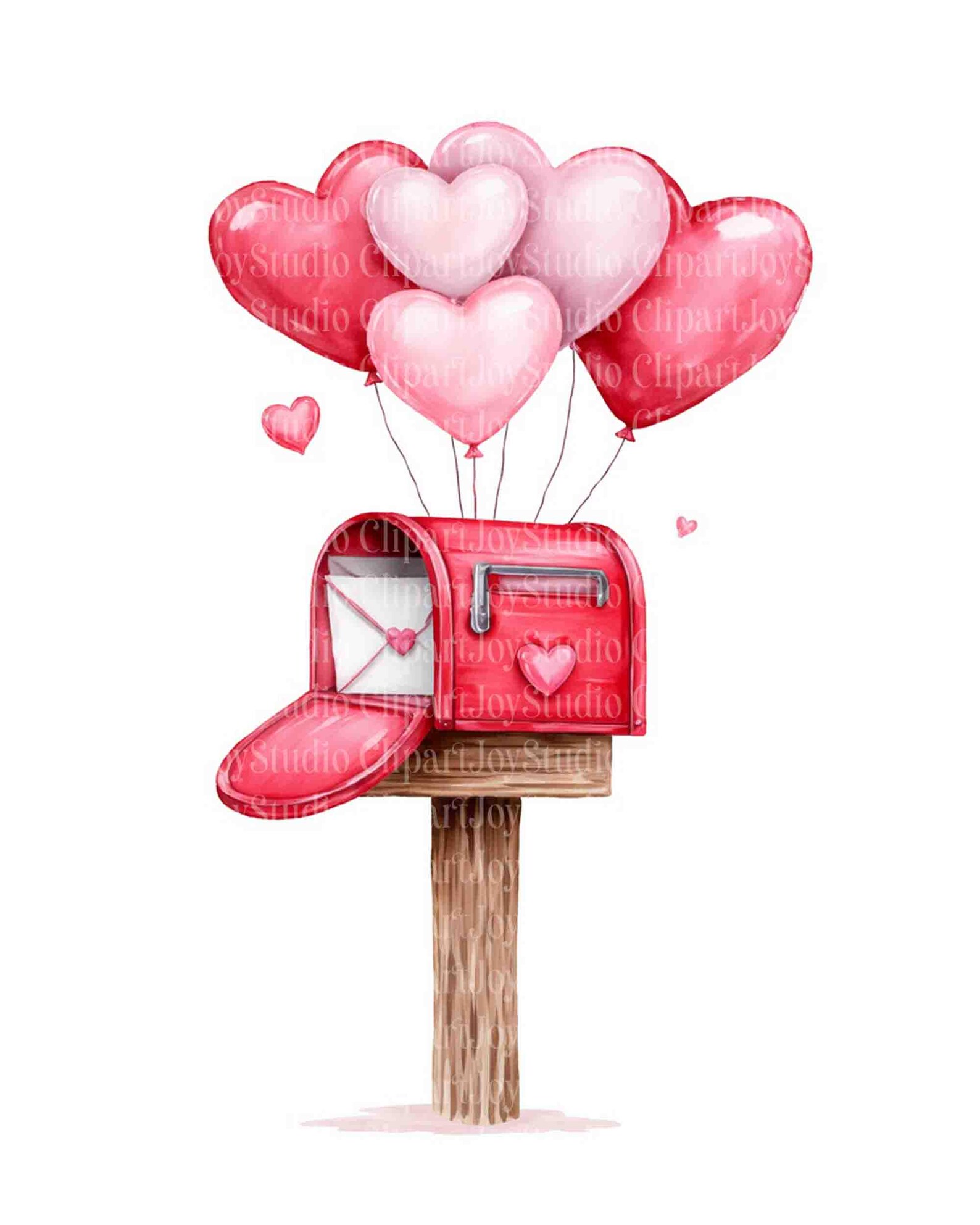 Valentine Mailbox Clipart Bundle | Printable Watercolor JPG Images ...