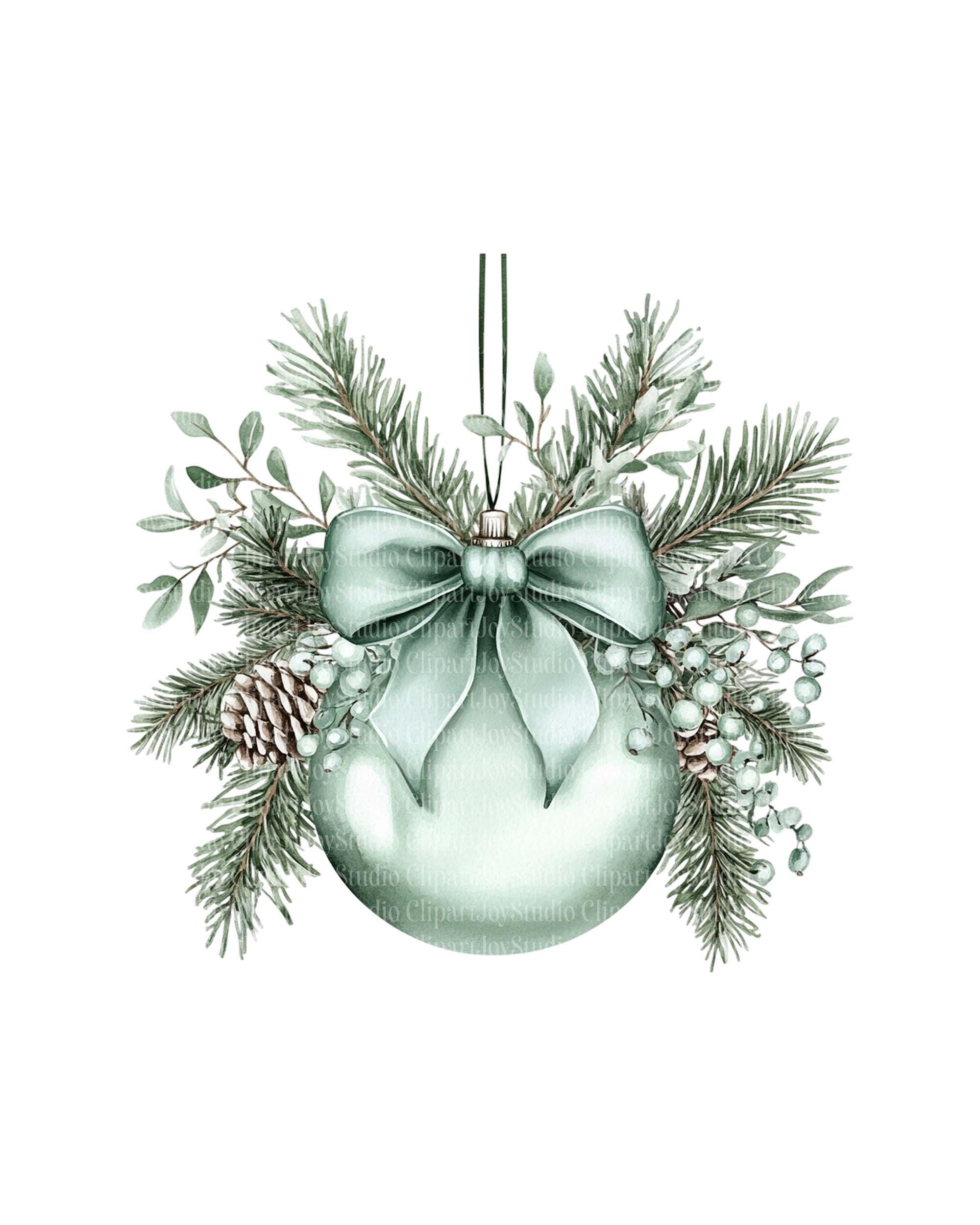 Christmas Ball Clipart Bundle, Printable Watercolor PNG Images, Junk ...