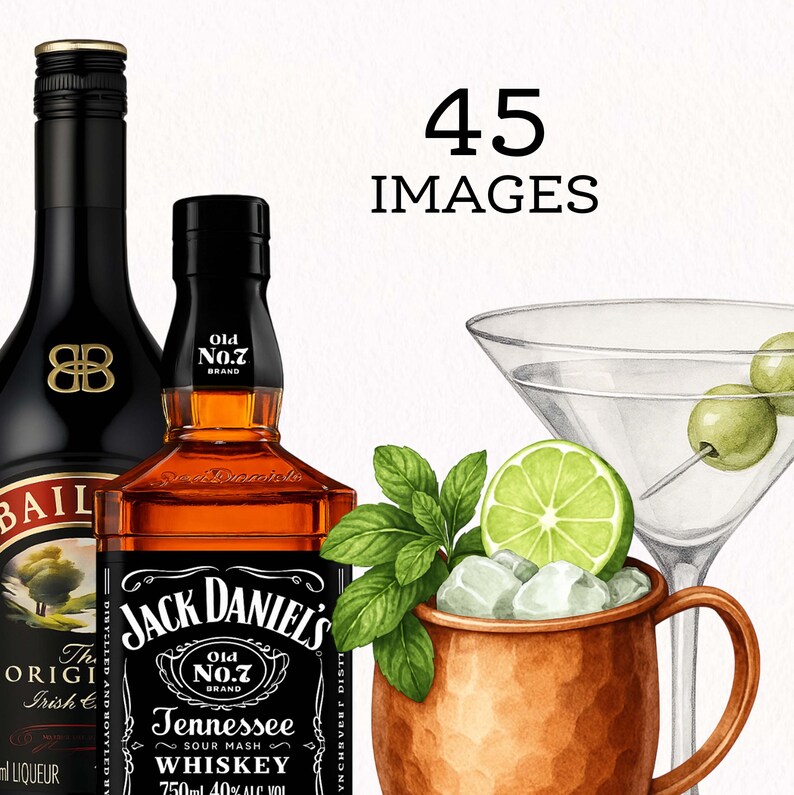 Watercolor Cocktail Clipart Bundle, Bar Menu, Champagne Clipart ...