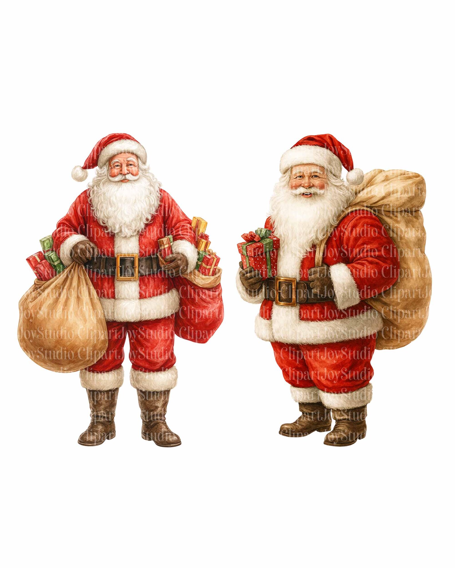 Santa Clipart Bundle, Printable Graphics, Xmas Clip Art, PNG Images ...
