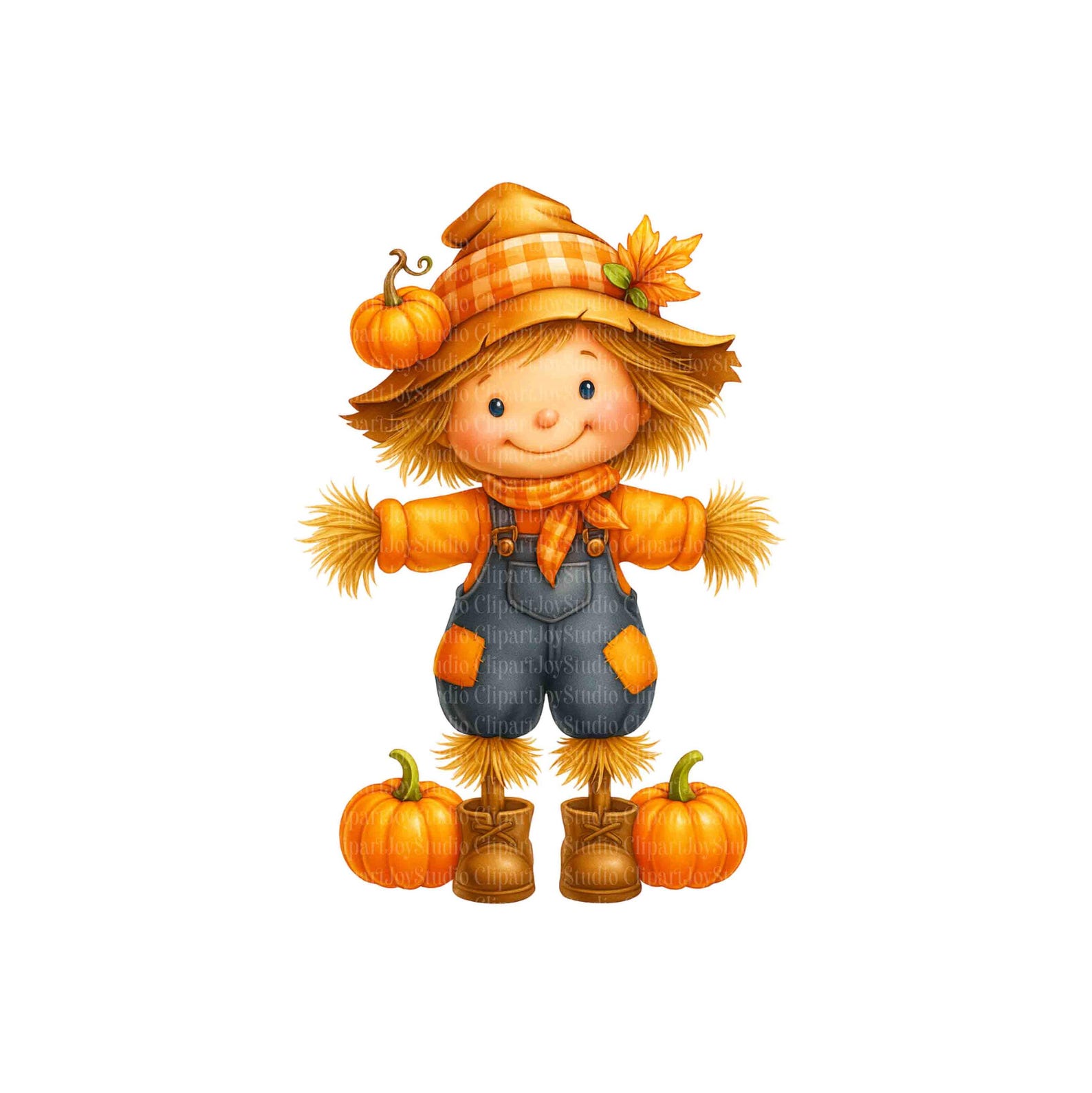 Halloween Scarecrow Clipart, Pumpkin Clip Art, Printable Scrapbook ...