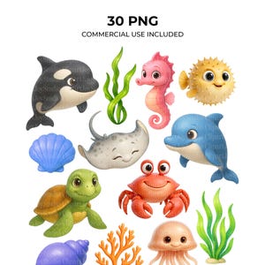 Under the Sea Clipart, Watercolor, Ocean Animals Png, High Quality ...