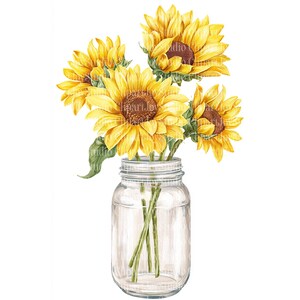Sunflowers Bouquet Clipart Bundle, Yellow Flowers JPG, Printable Images ...