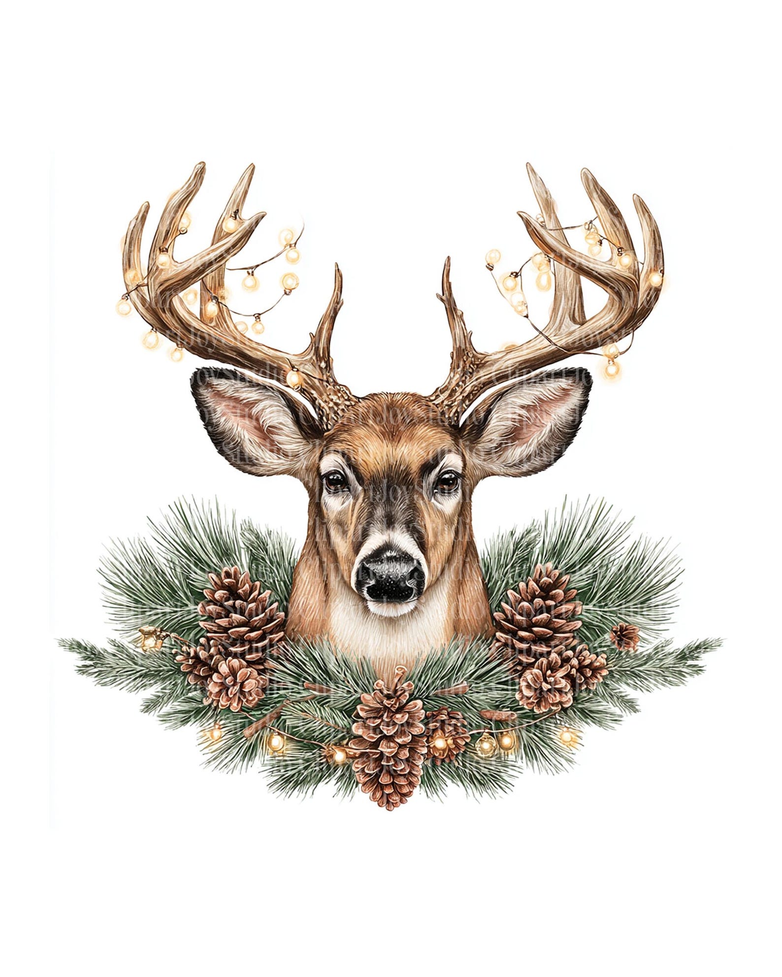 10 Christmas Deer Clipart Bundle | Printable Watercolor JPG Images ...