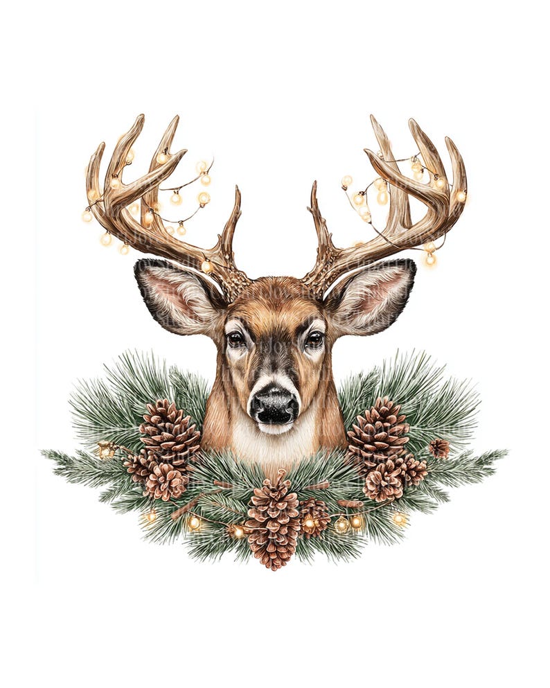 10 Christmas Deer Clipart Bundle | Printable Watercolor JPG Images ...