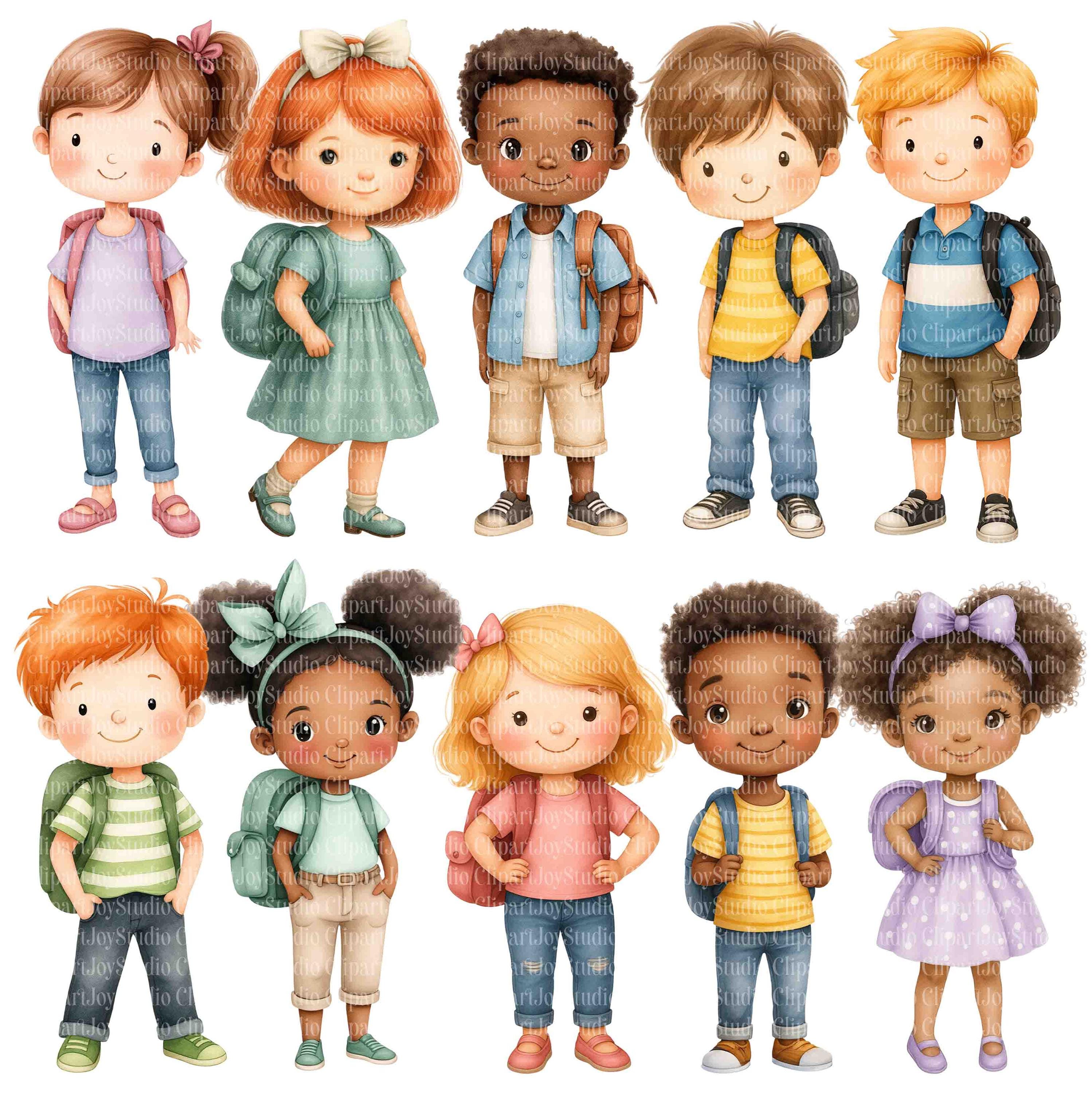 School Children Clipart Bundle, School Kids PNG, Back to School Digital ...