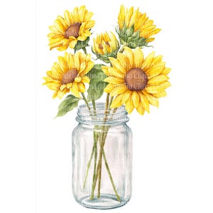 Sunflowers Bouquet Clipart Bundle, Yellow Flowers JPG, Printable Images ...