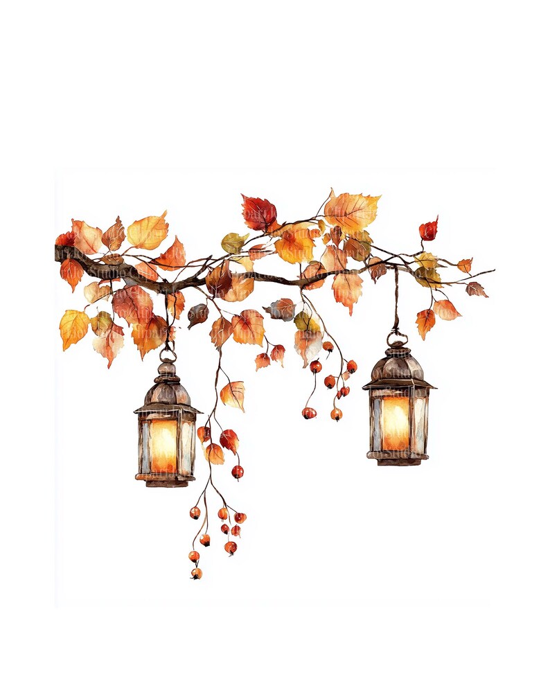 10 Autumn Bunting Clipart, Party Garland Clipart, Printable Watercolor ...
