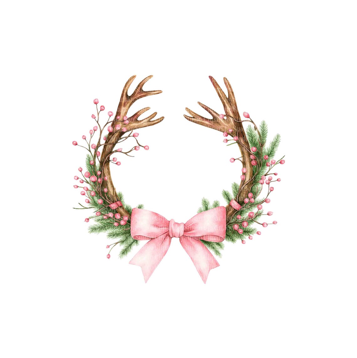 8 Deer Antlers Clipart Bundle, Christmas Printable PNG Images, Xmas ...