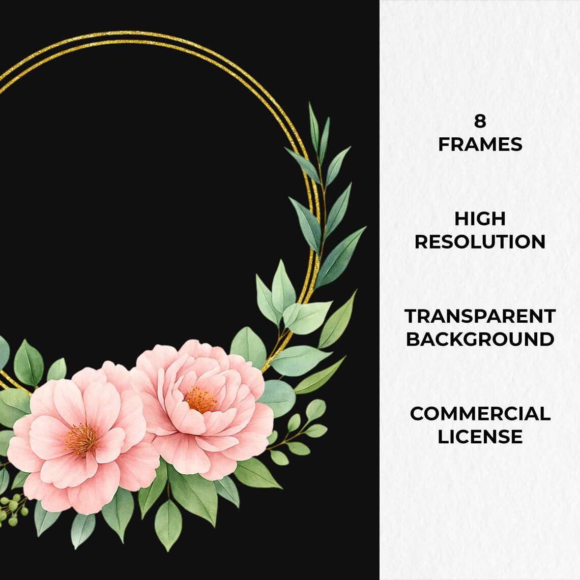 Watercolor Flower Frames Clipart, Wedding Frame Borders, Floral Frame ...