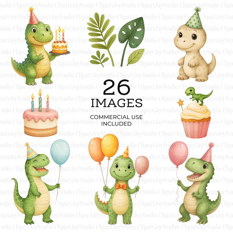 Dinosaur Birthday Party Clipart, Dinosaur First Birthday, Kids 1st Bday ...