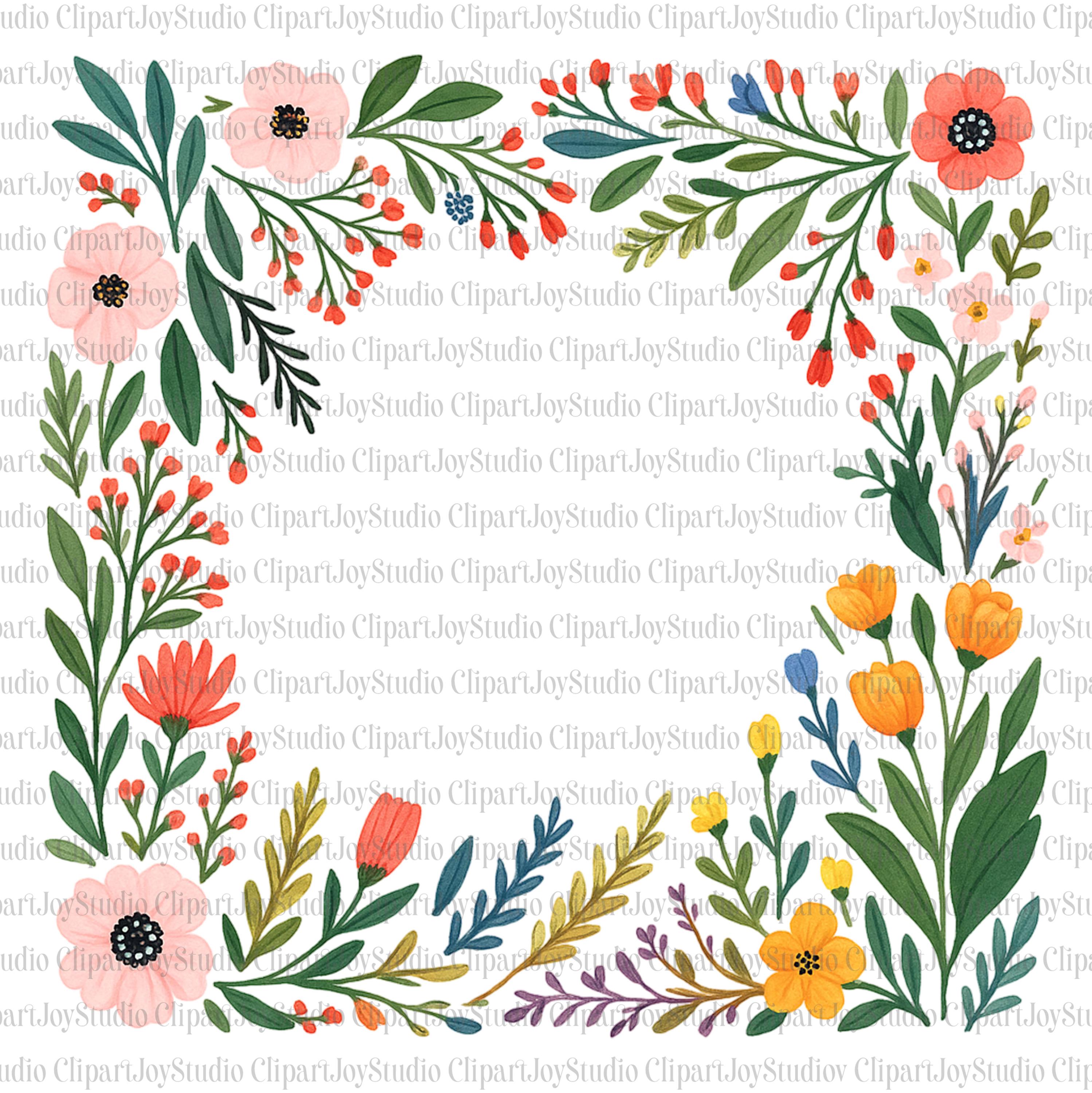 Cute Floral Frames Clipart, Spring Florals Frame Borders, Wildflower ...