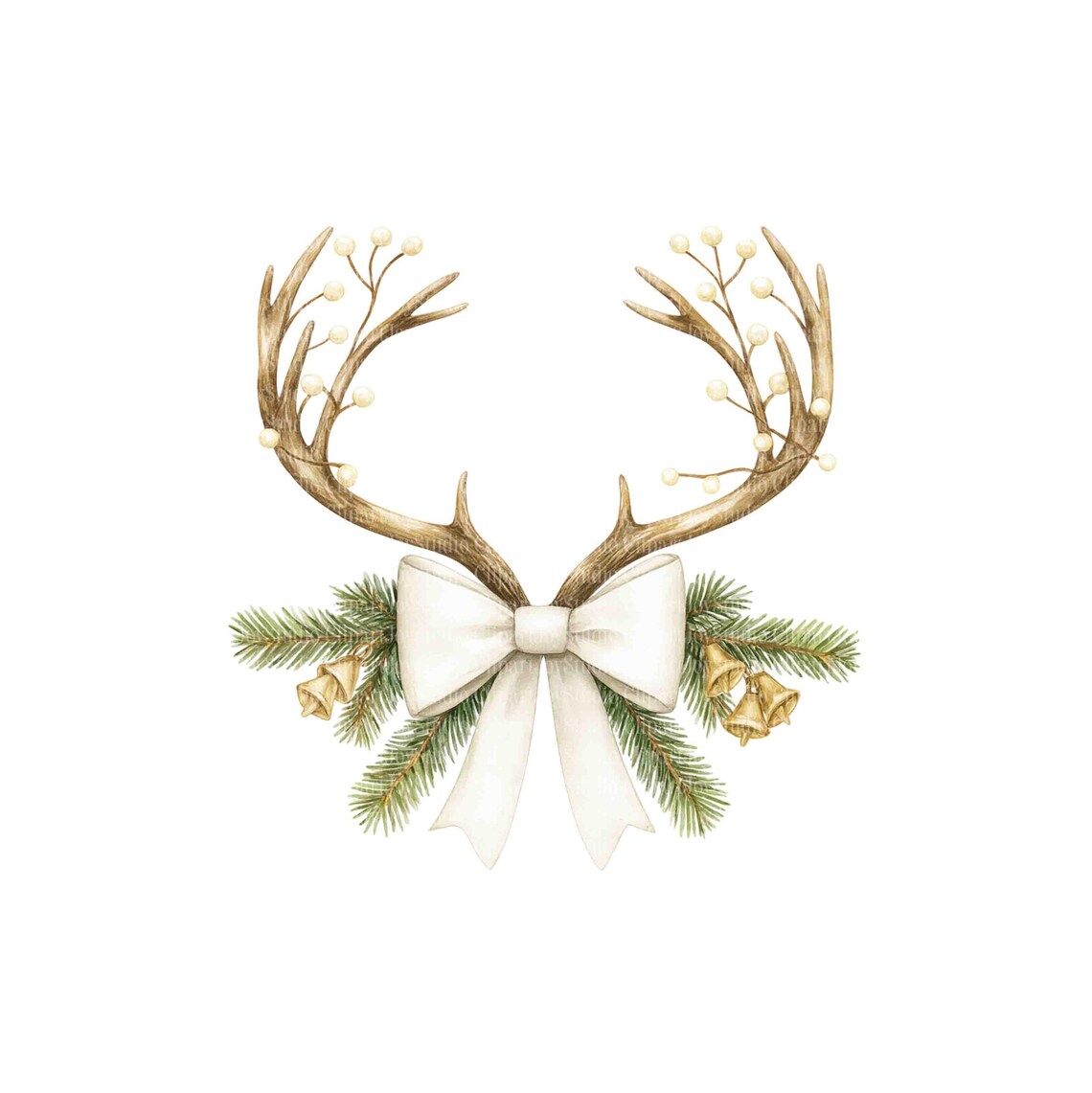 8 Deer Antlers Clipart Bundle, Christmas Printable PNG Images, Xmas ...