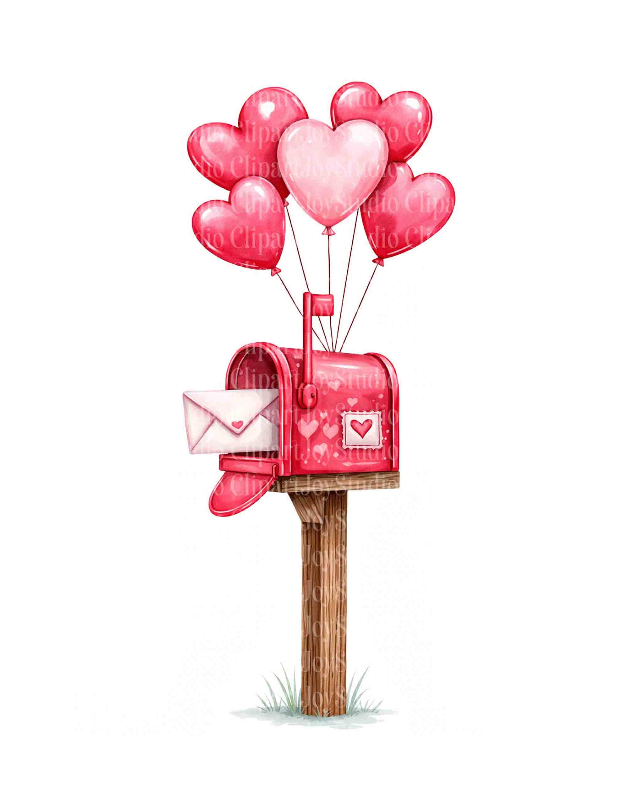 Valentine Mailbox Clipart Bundle | Printable Watercolor JPG Images ...