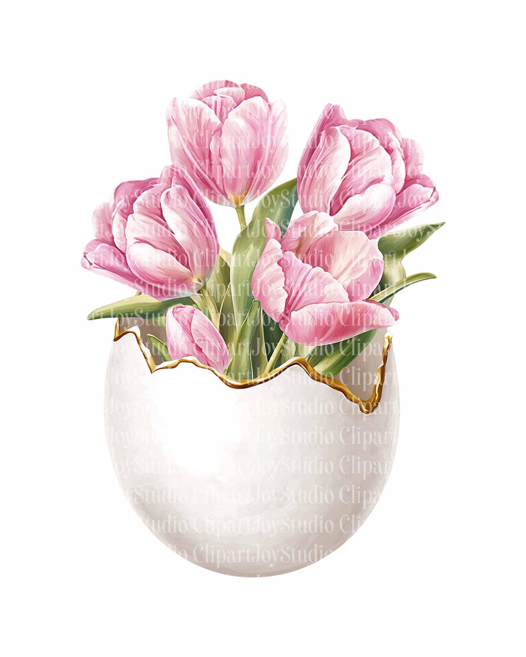 Tulips in Easter Egg Clipart Bundle - Printable Watercolor Spring ...