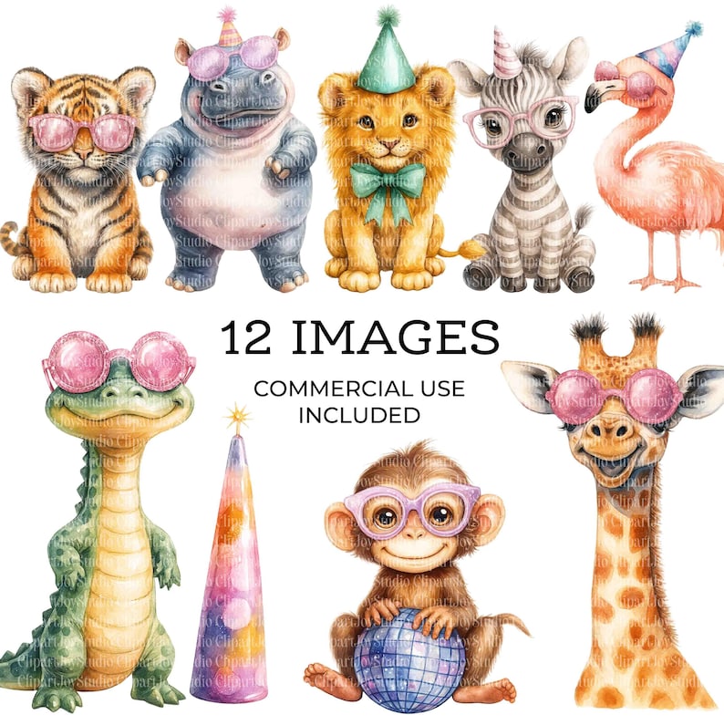 Safari Animals Clipart, Birthday Animals PNG Images, Lion, Giraffe ...
