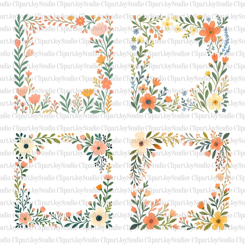 Cute Floral Frames Clipart, Spring Florals Frame Borders, Wildflower ...