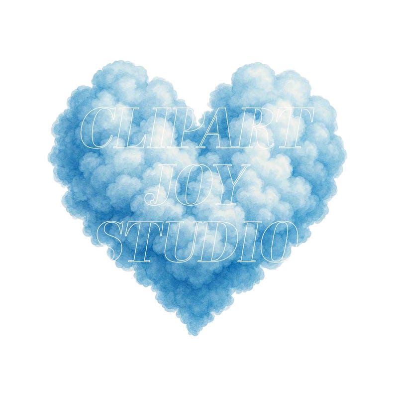Heart Shaped Cloud Clipart, Watercolor Hearts, Digital Clipart ...