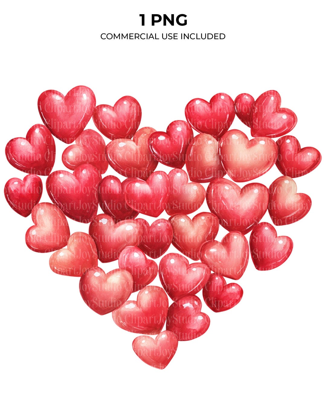 Valentines Hearts Clipart, Watercolor Red Heart PNG, Printable Image ...
