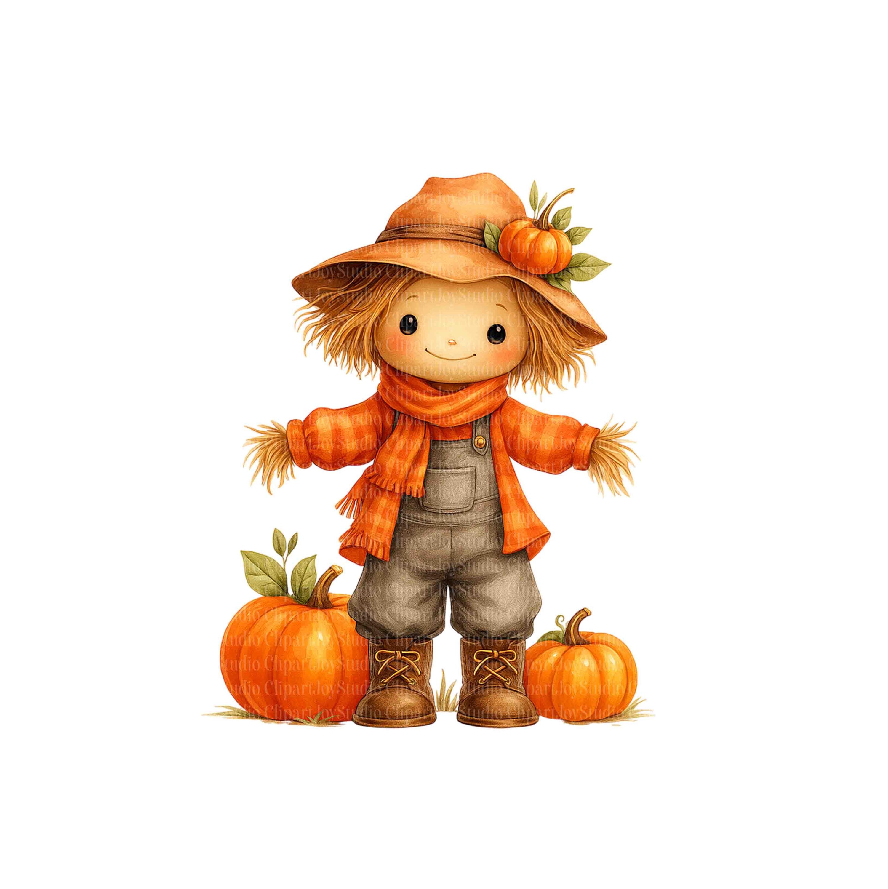 Halloween Scarecrow Clipart, Pumpkin Clip Art, Printable Scrapbook ...
