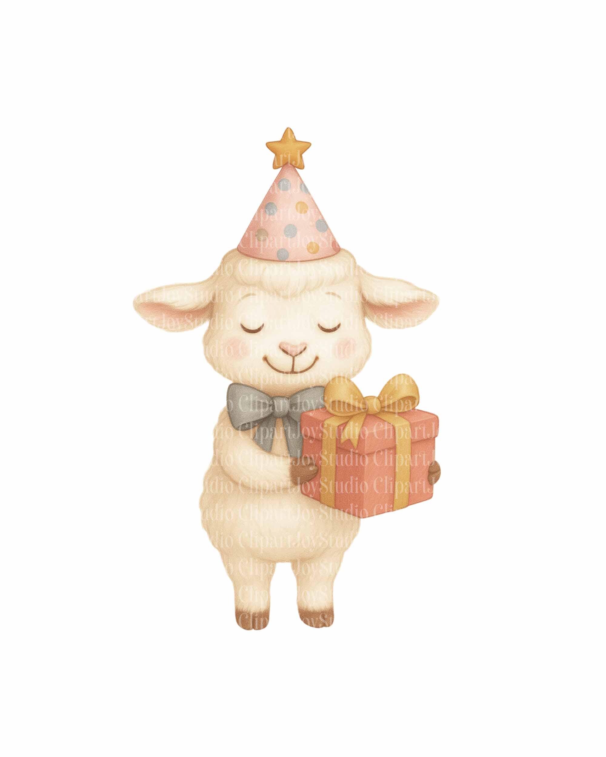 Cute Birthday Sheep Clipart Bundle, Baby Sheep PNG, Printable Junk ...