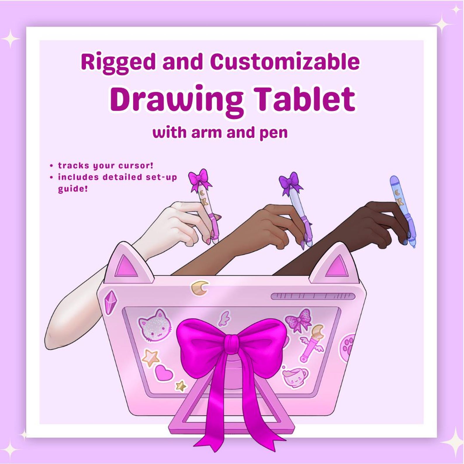 Animated Vtuber Drawing Tablet Asset: Customizable Kawaii Magical Girl ...