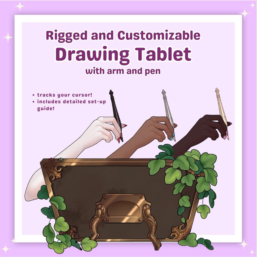 Rigged Vtuber Drawing Tablet Asset: Customizable Cottagecore Live2d ...