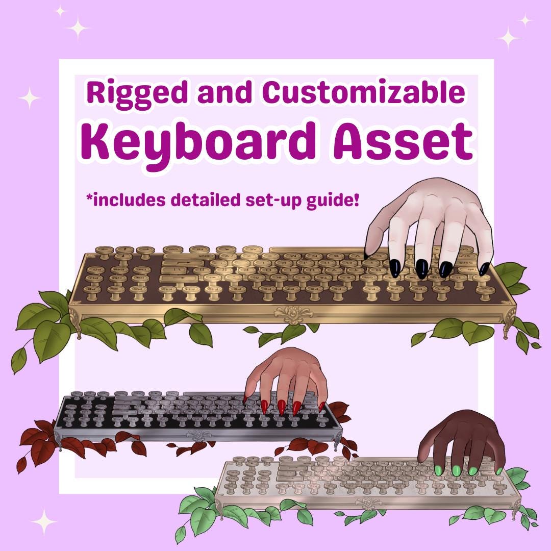 Rigged Steampunk Keyboard Vtuber Asset: Customizable Typing Animation ...