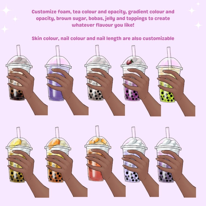 Customizable Vtuber Arm Asset: Bubble Tea, Rigged Live2d (digital ...