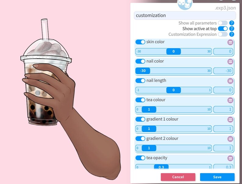 Customizable Vtuber Arm Asset: Bubble Tea, Rigged Live2d (digital ...