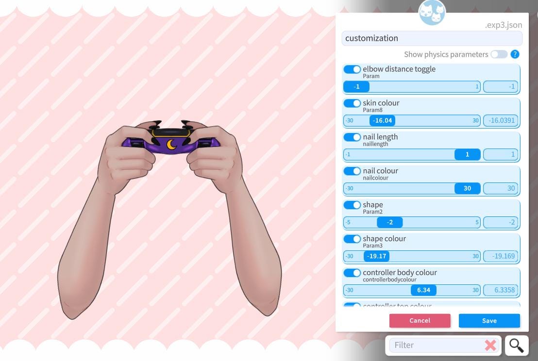 Customizable Rigged Controller Arm: Live2d Vtuber Asset (PDF Setup ...