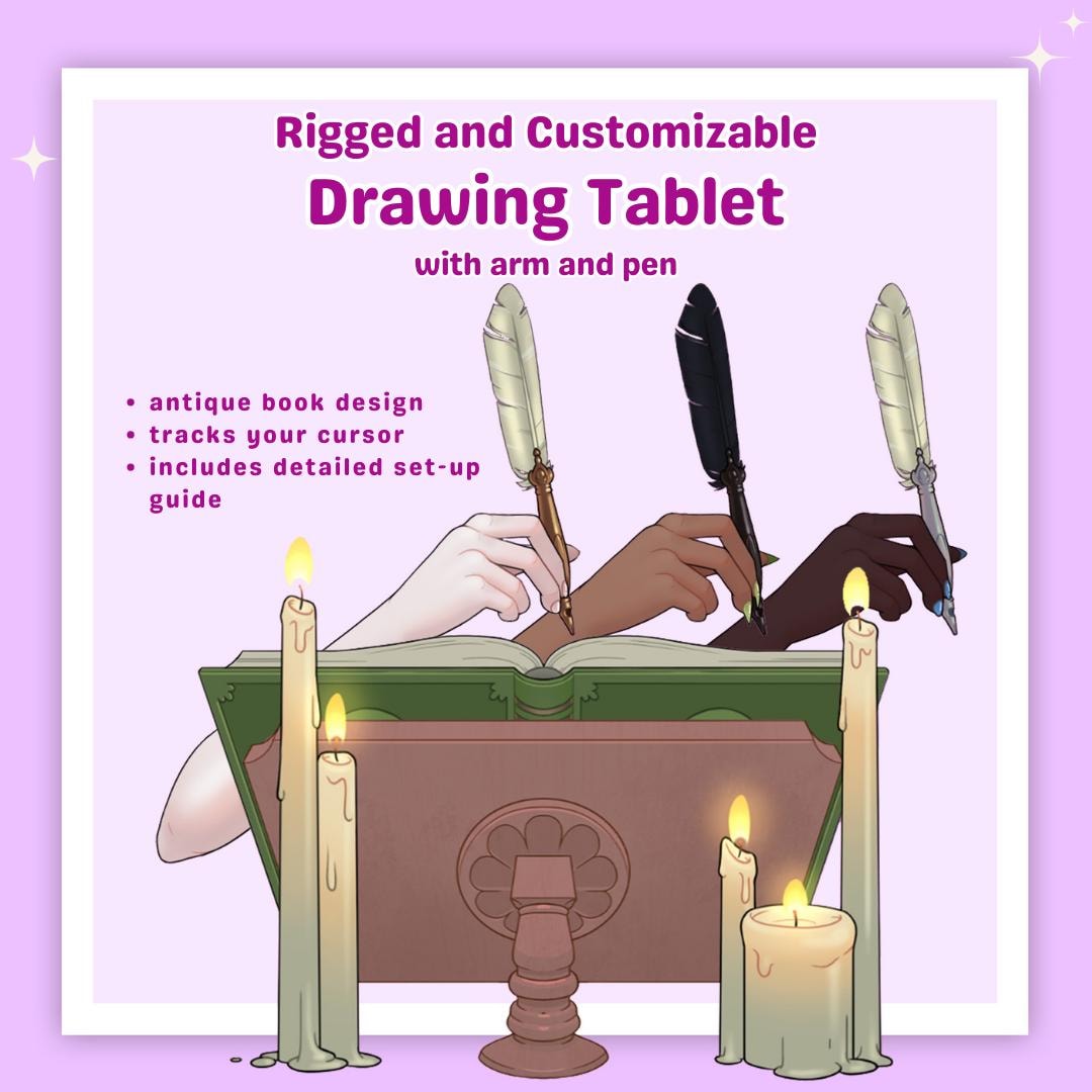 Animated Vtuber Drawing Tablet Asset: Customizable Book and Quill (PDF ...