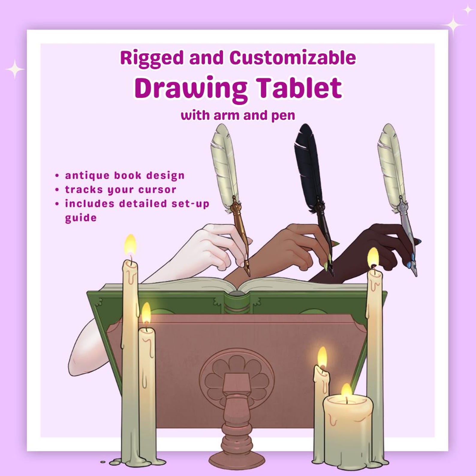 Animated Vtuber Drawing Tablet Asset: Customizable Book and Quill (PDF ...