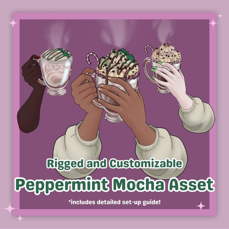 Customizable Vtuber Arm Asset: Peppermint Mocha, Animated Live2d ...